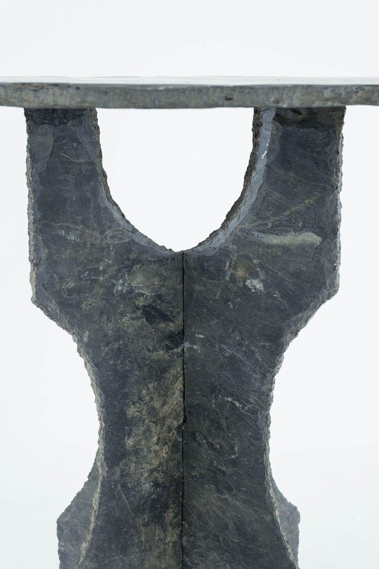 Round Vintage Slate Side Table at 1stDibs