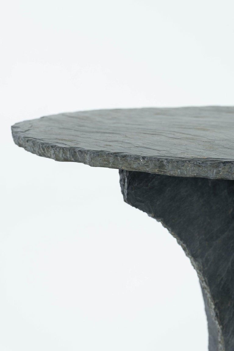 Round Vintage Slate Side Table at 1stDibs