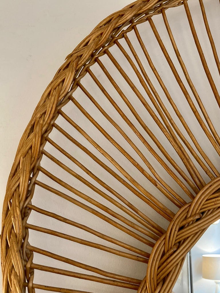 Round Wall Mirror with Double Wicker Frame, France, 1950s For Sale at ...
