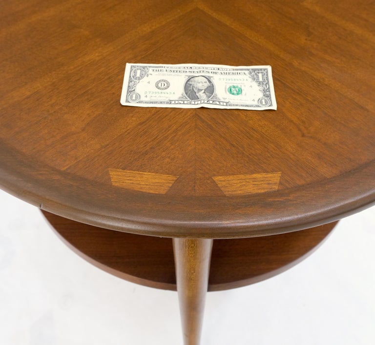 Round Walnut and Chestnut Dovetail Design Two Tier Side End Table Stand ...