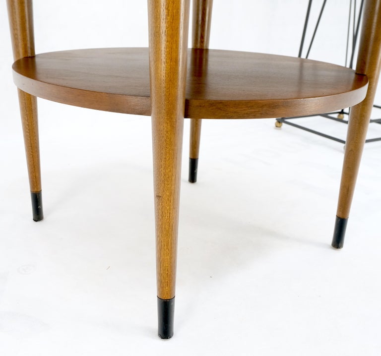 Round Walnut and Chestnut Dovetail Design Two Tier Side End Table Stand ...