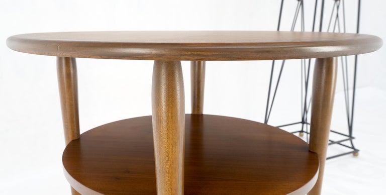 Round Walnut and Chestnut Dovetail Design Two Tier Side End Table Stand ...