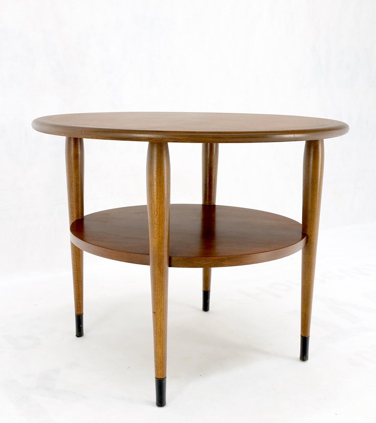 Round Walnut and Chestnut Dovetail Design Two Tier Side End Table Stand ...