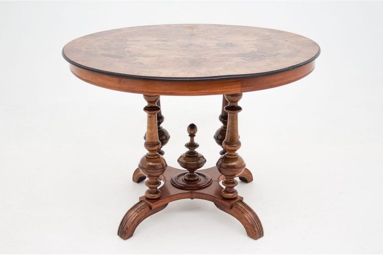 Round Walnut Table from Around 1920 at 1stDibs
