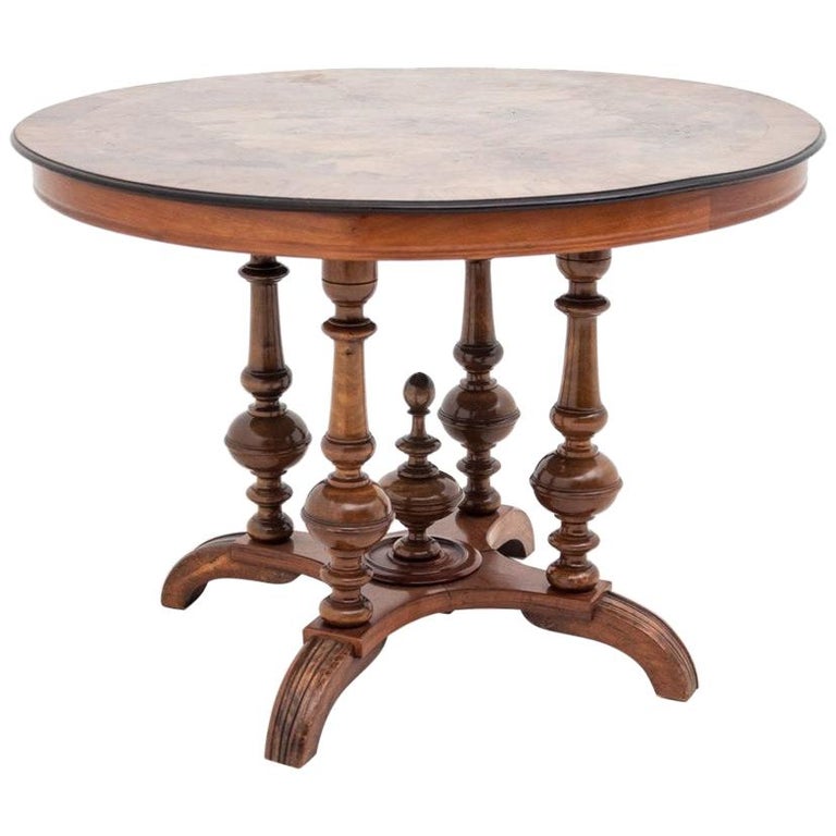Round Walnut Table from Around 1920 at 1stDibs