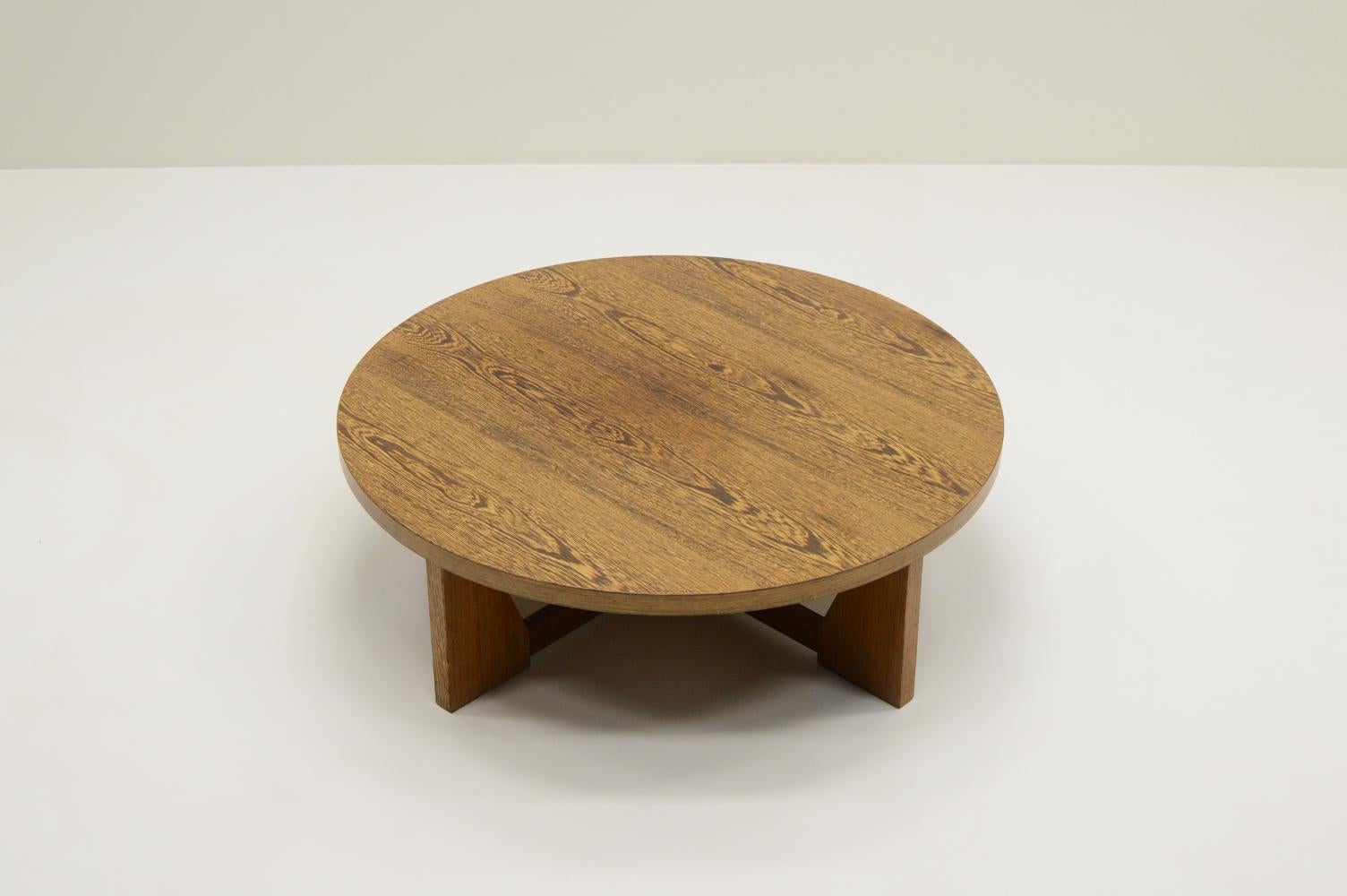 Round wengé wood coffee table, 1960s The Netherlands. For Sale at 1stDibs