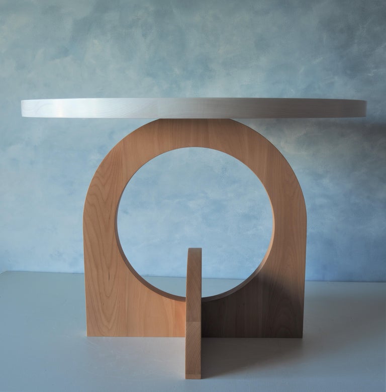 White and Beech Round Crescent Dining Table by MSJ Furniture Studio For ...