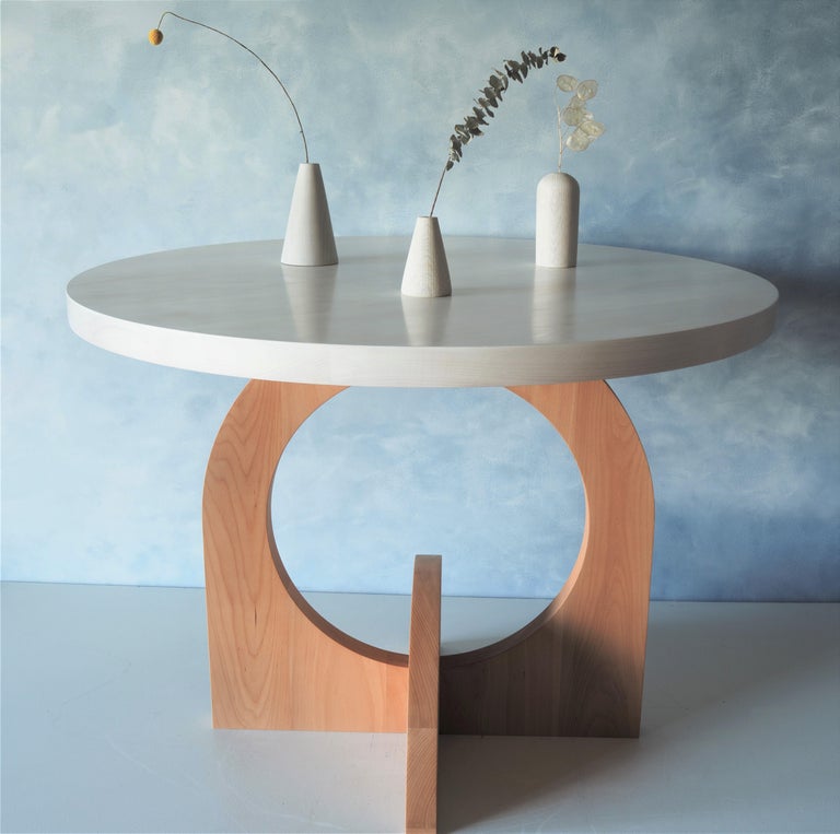 White and Beech Round Crescent Dining Table by MSJ Furniture Studio For ...