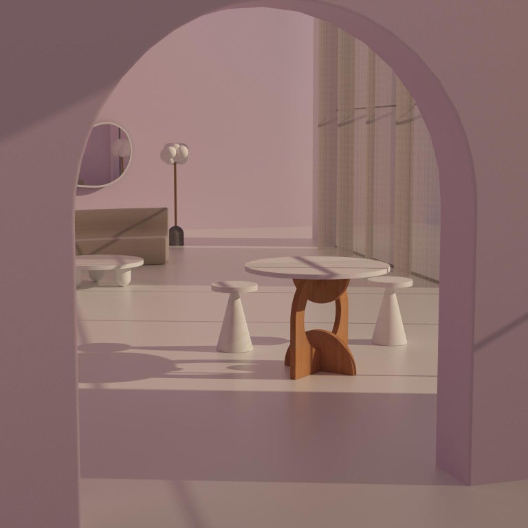 White and Beech Round Dual Crescent Dining Table by MSJ Furniture ...