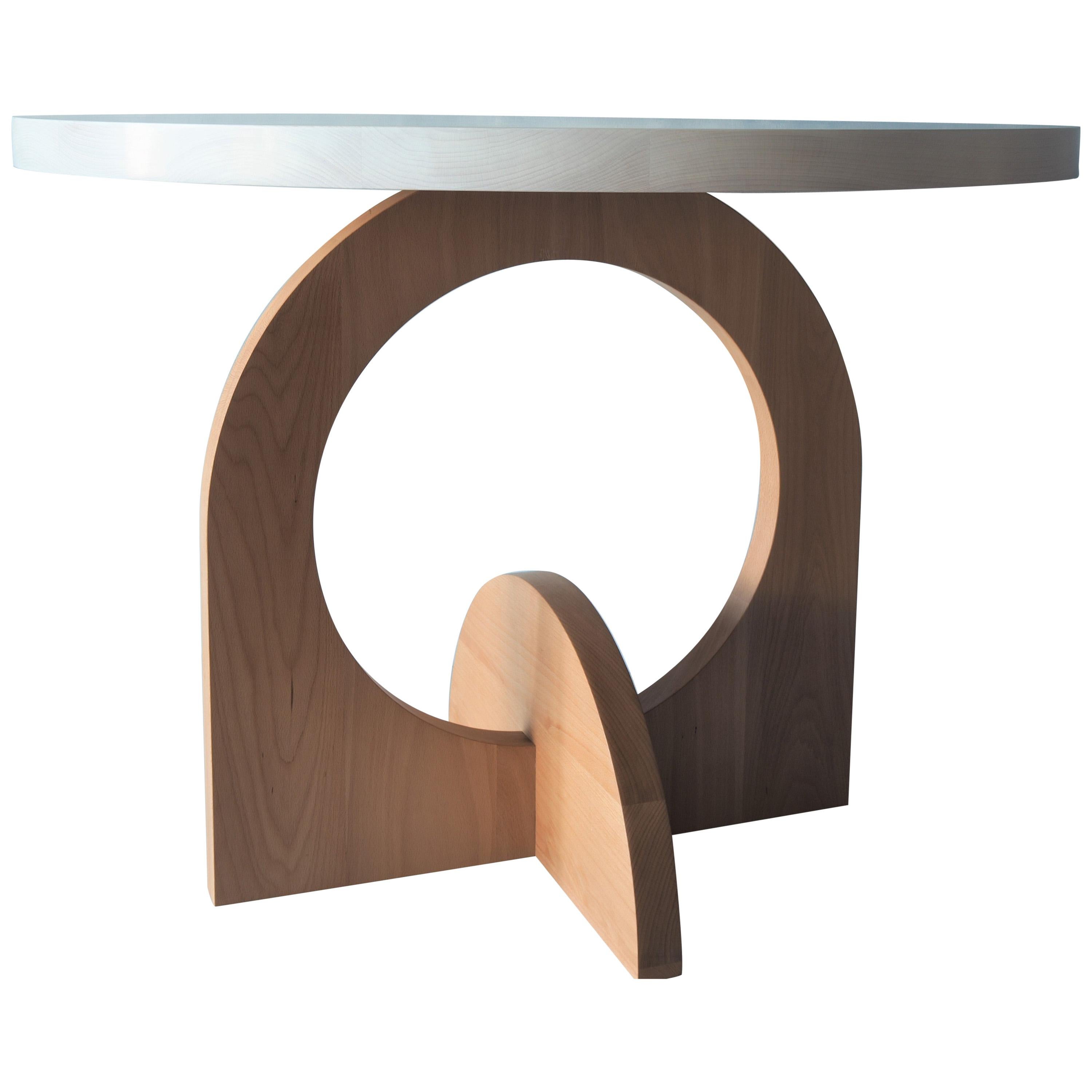 White and Beech Round Crescent Dining Table by MSJ Furniture Studio For ...