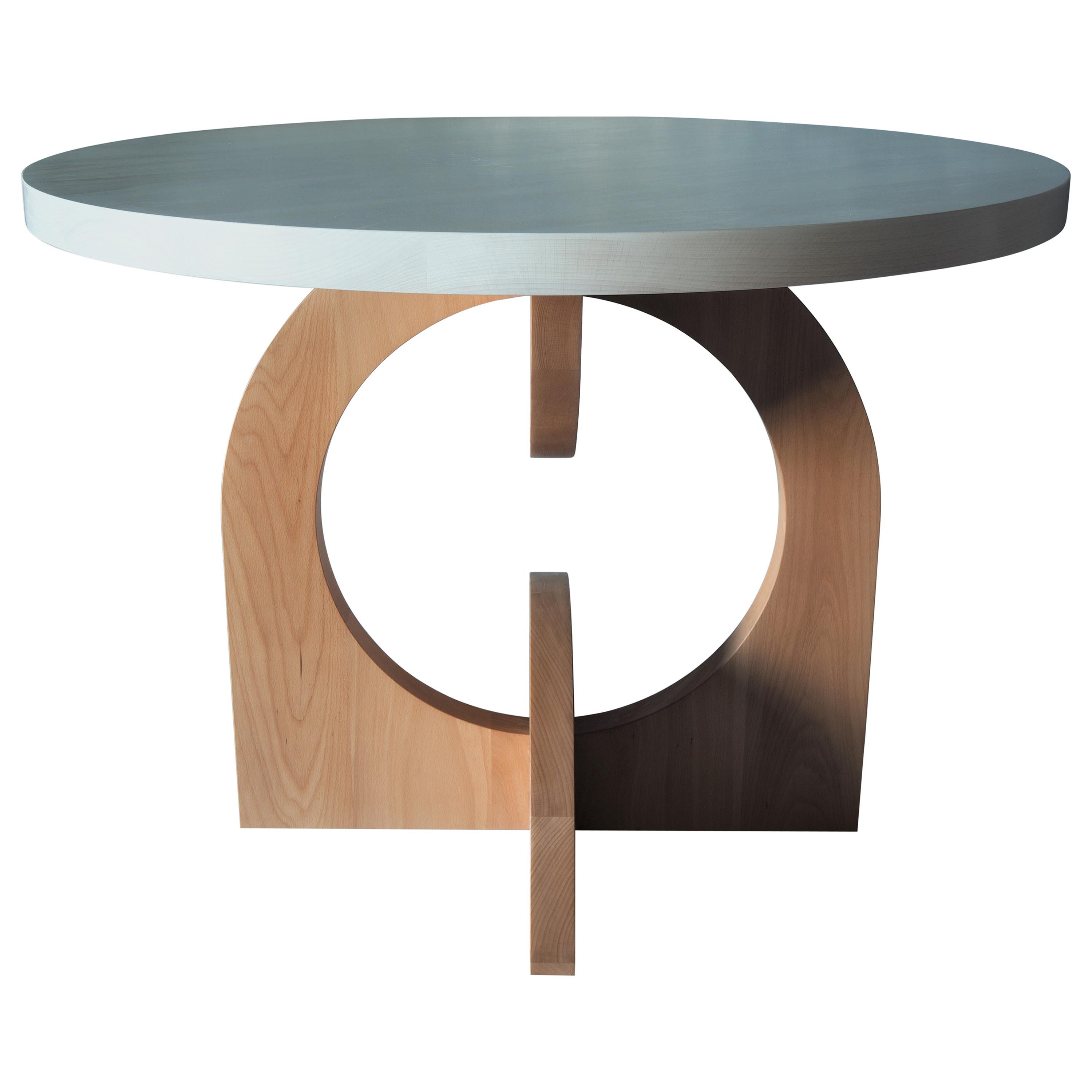 White and Beech Round Crescent Dining Table by MSJ Furniture Studio For ...