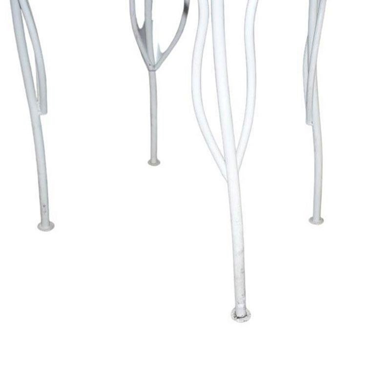 Round White Iron Heart Motif Upholstered Vanity Chair For Sale at 1stDibs