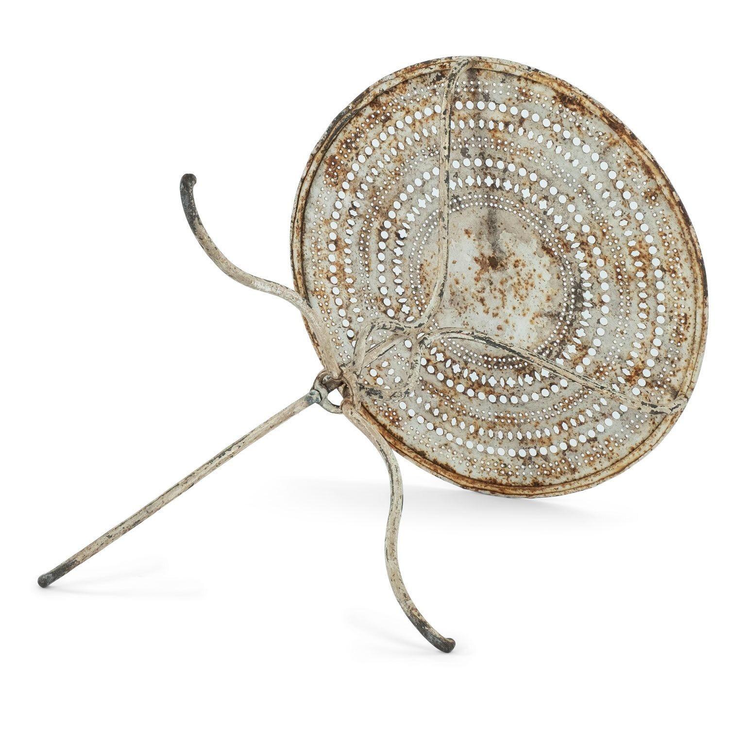 Round White Painted Pierced-Top Iron Table at 1stDibs