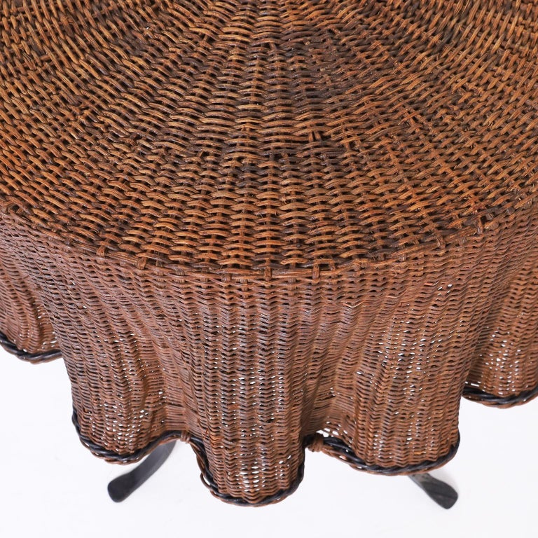 Round Wicker Ghost Drapery Table For Sale at 1stDibs
