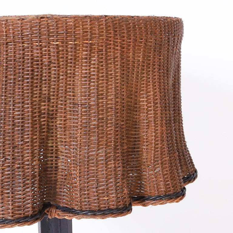 Round Wicker Ghost Drapery Table For Sale at 1stDibs