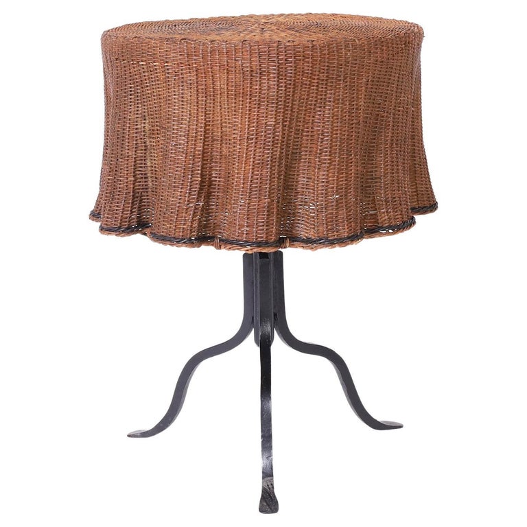 Round Wicker Ghost Drapery Table For Sale at 1stDibs