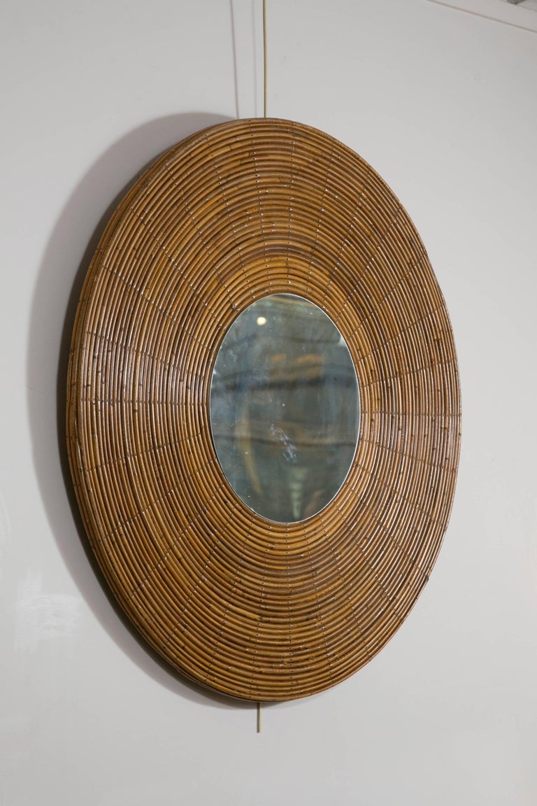 Round Wicker Mirror, France, 1960s at 1stDibs