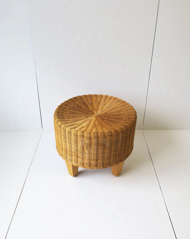 Round Wicker Stool or Ottoman at 1stDibs | wicker round stool, round ...