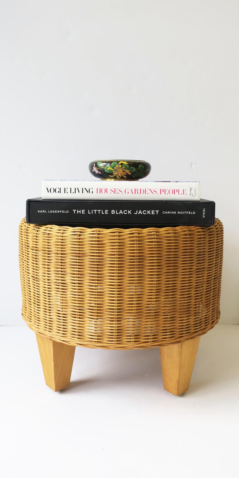Round Wicker Stool or Ottoman at 1stDibs | wicker round stool, round ...