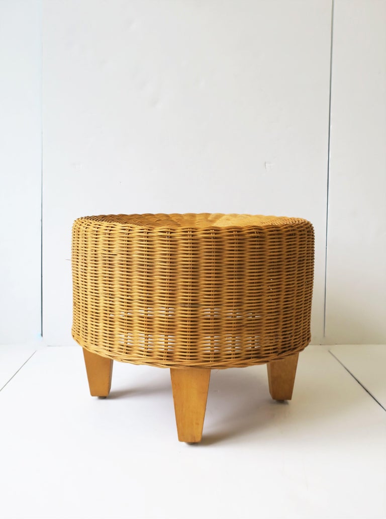 Round Wicker Stool or Ottoman at 1stDibs | wicker round stool, round ...