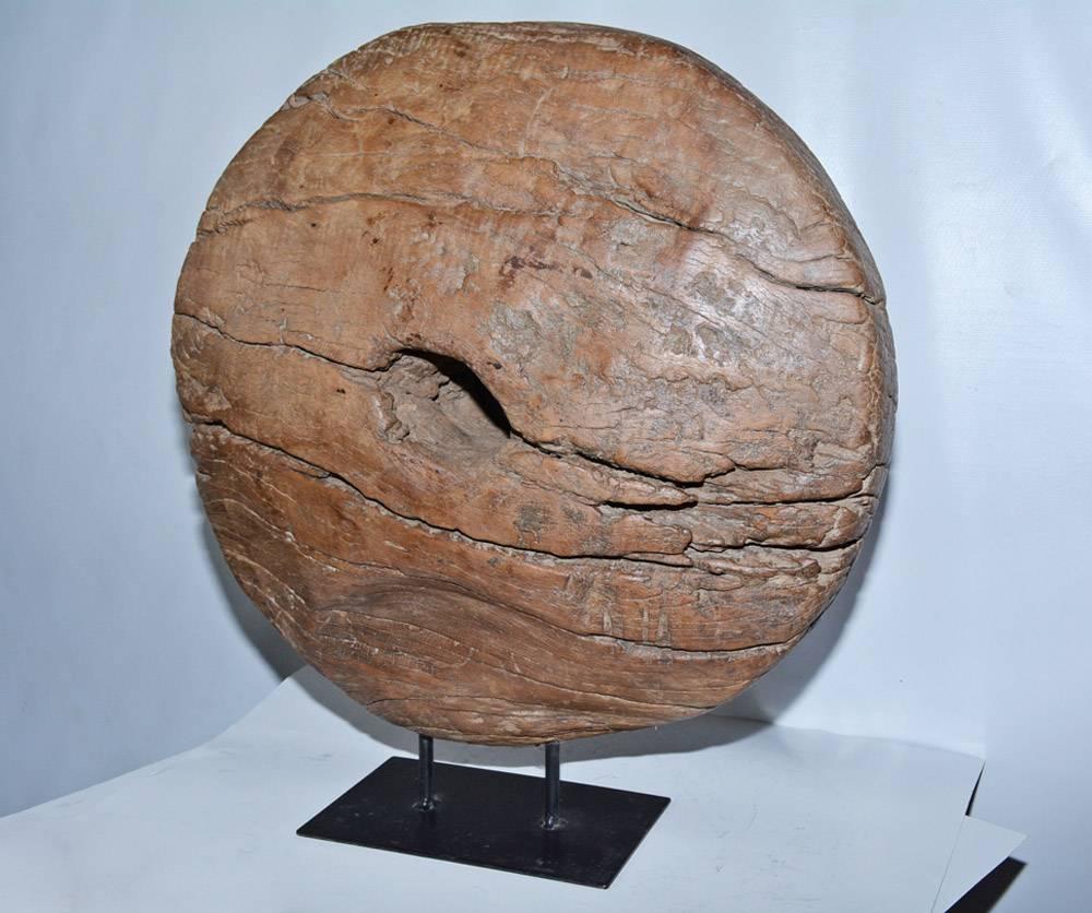 Round Wood Bi Disc Style Sculpture at 1stDibs | round sculpture, round ...