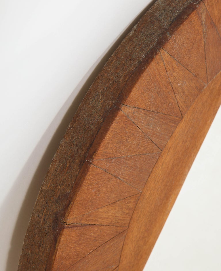 Round Wood Inlays Mirror, France 1950's For Sale at 1stDibs