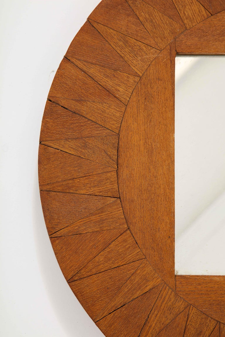 Round Wood Inlays Mirror, France 1950's For Sale at 1stDibs