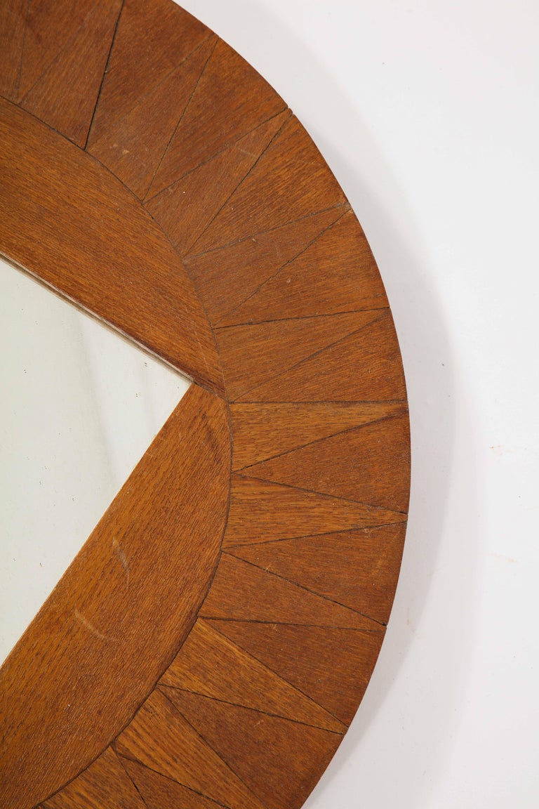 Round Wood Inlays Mirror, France 1950's For Sale at 1stDibs