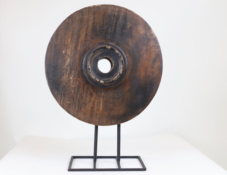 Round Wooden Circle on Stand For Sale at 1stDibs