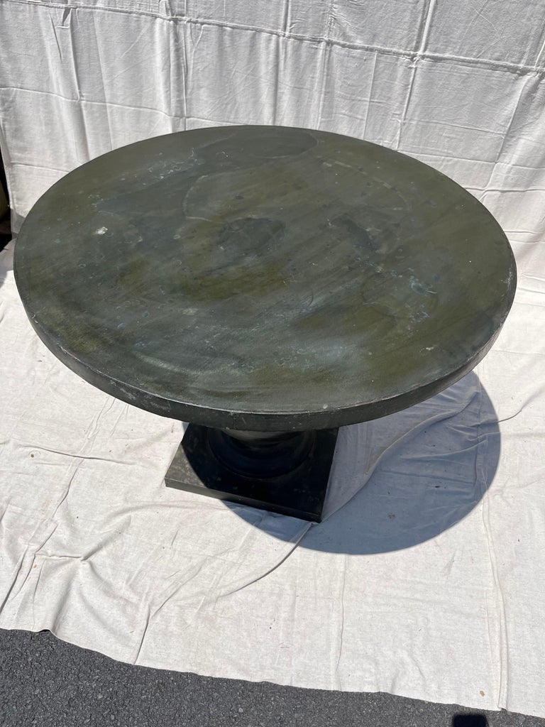 Round Zinc-Covered Center Table, Contemporary For Sale at 1stDibs