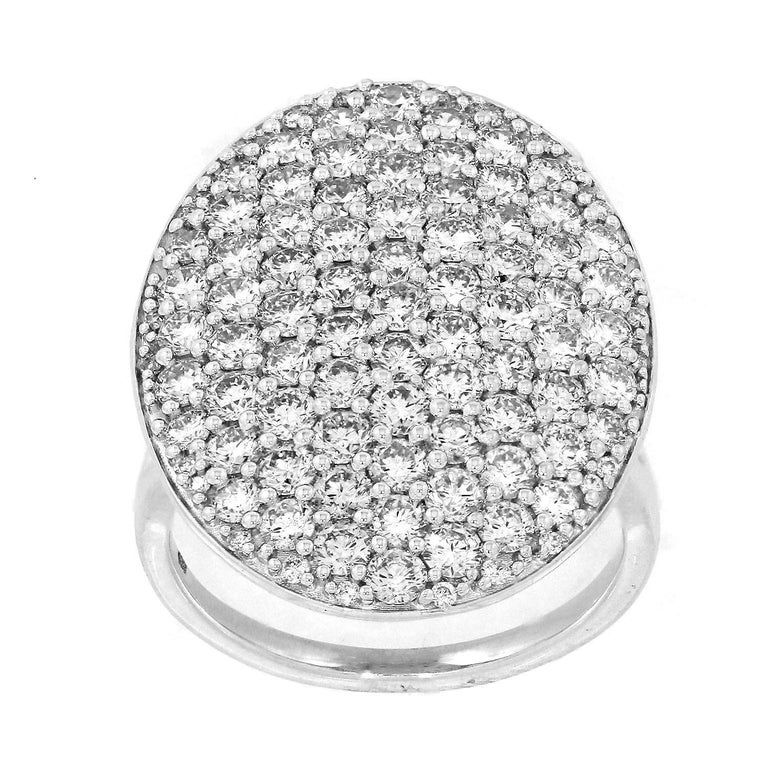 Rounded Dome Shaped Cluster Diamonds Ring Made in 14k White Gold For ...