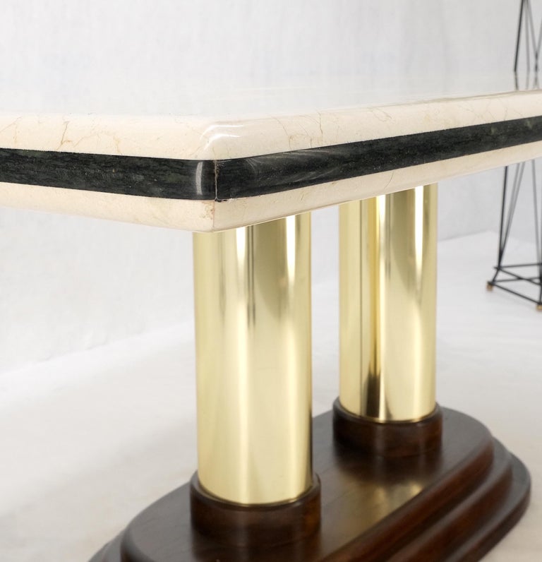 Rounded Edge Marble Top Single Brass Pedestal Base Dining Conference ...