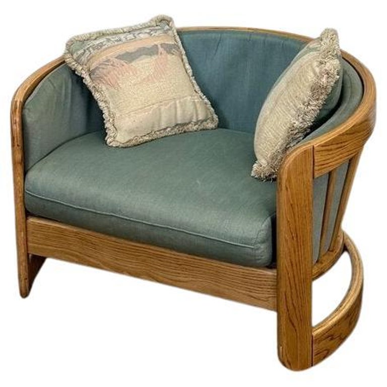 Rounded Oak lounge chair- needs upholstery For Sale at 1stDibs