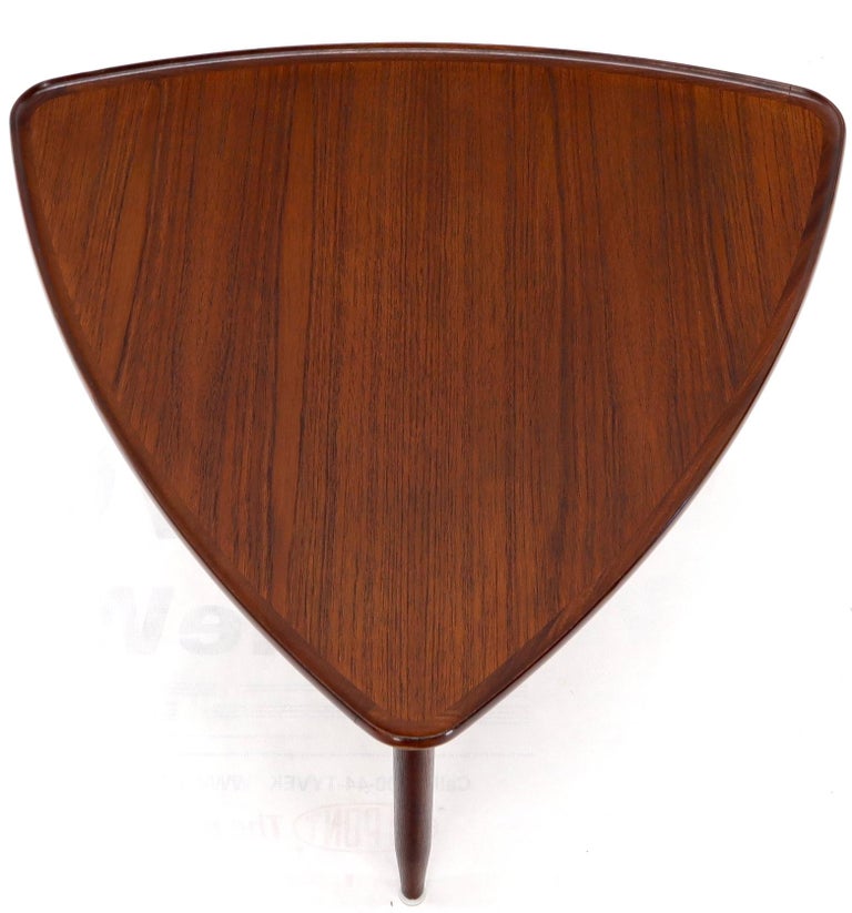 Rounded triangle Shape Teak Danish Modern Side Occasional Table Stand ...