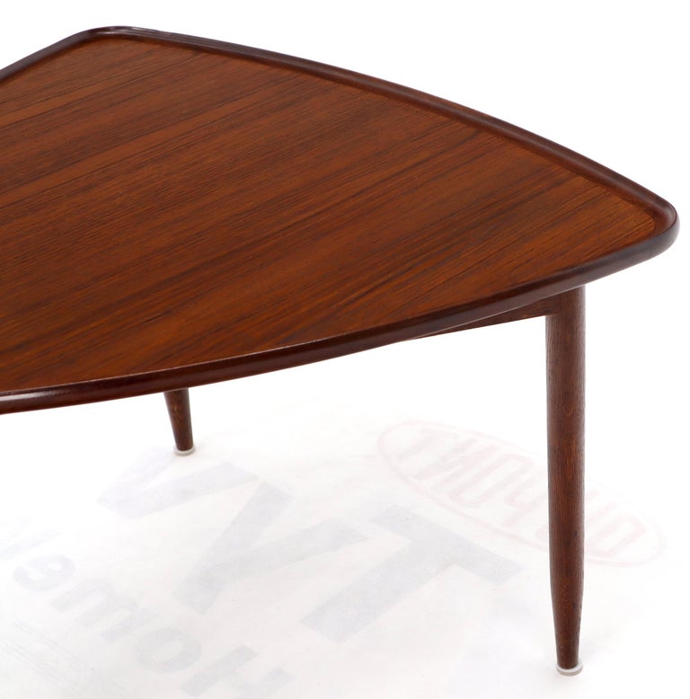 Rounded triangle Shape Teak Danish Modern Side Occasional Table Stand ...