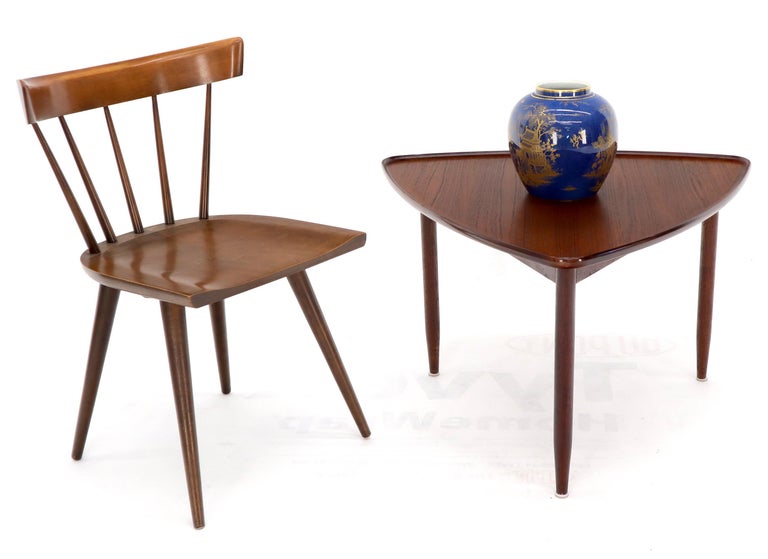 Rounded triangle Shape Teak Danish Modern Side Occasional Table Stand ...