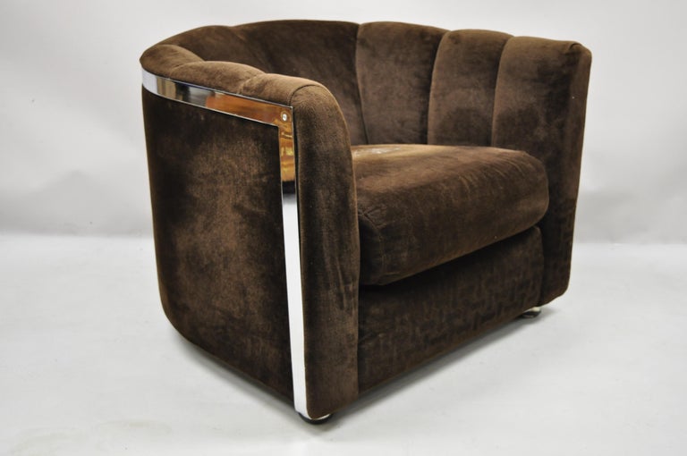 Rowe Mid-Century Modern Chrome Trim Baughman Style Upholstered Club ...