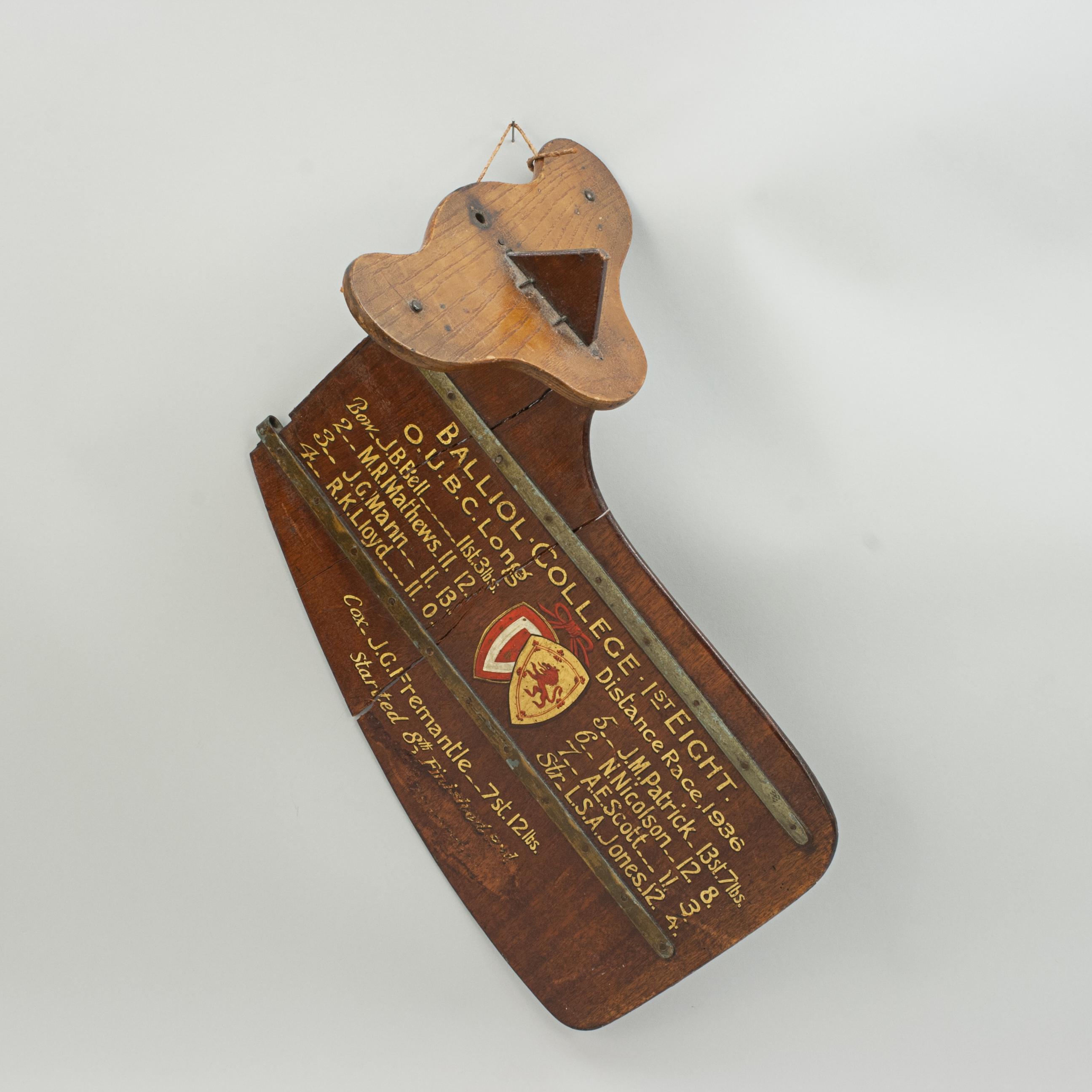 Rowing Rudder, Balliol College 1st Eight 1936 at 1stDibs