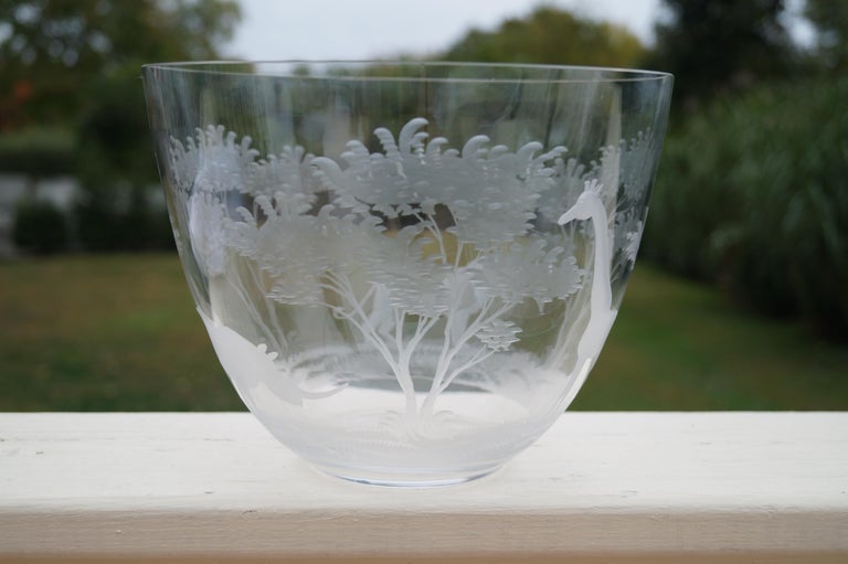 Rowland Ward Etched Crystal Animals Moser Glass Big Game African Safari ...