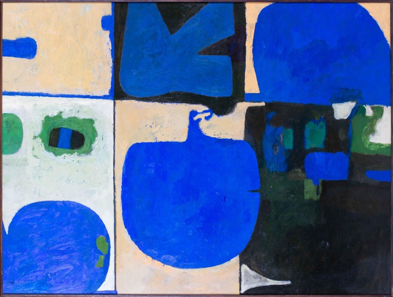 Roy Bizley - British, 20th Century large abstract oil painting 'Blues ...