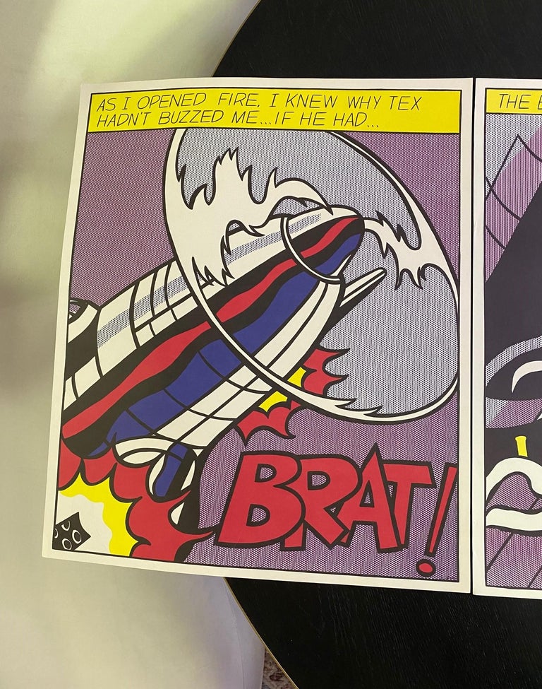 Roy Lichtenstein Hand Signed Triptych Print "As I Opened Fire" Stedelijk Museum For Sale at 1stDibs