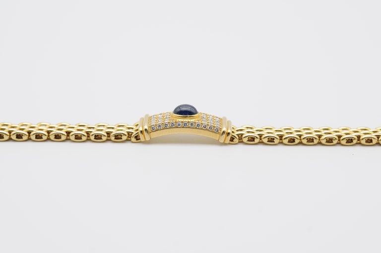 Royal 18k Yellow Gold Bracelet Sapphire, Diamonds For Sale at 1stDibs