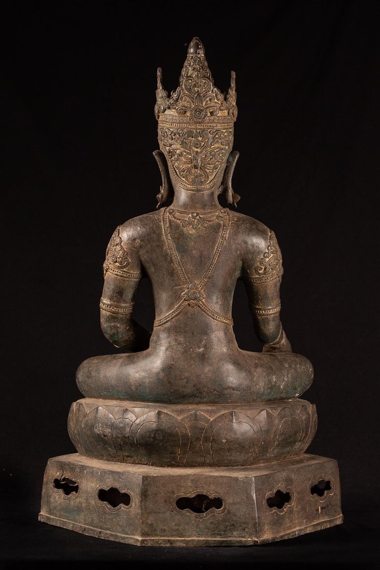 Royal Antique Bronze Buddha with Imperial Attire, Fine Details, 18th ...
