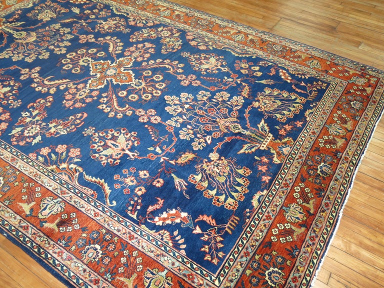 Royal Blue Antique Mohajeran Persian Sarouk Rug For Sale at 1stDibs ...