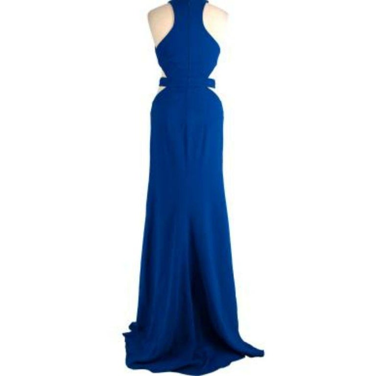 royal blue crepe cut-out column gown For Sale at 1stDibs