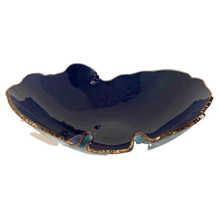 Royal Blue Free Form Glass Bowl, Brazil, Contemporary For Sale at 1stDibs