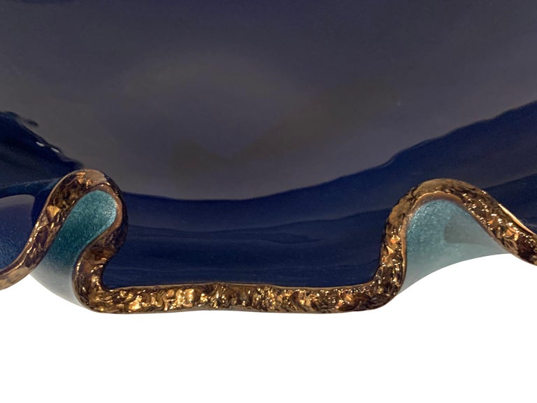 Royal Blue Free Form Glass Bowl, Brazil, Contemporary For Sale at 1stDibs