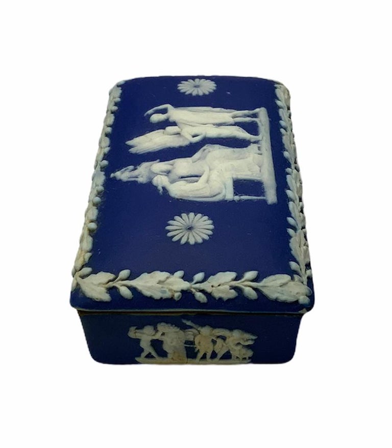 Royal Blue Jasperware Trinket Box at 1stDibs | blue trinket box