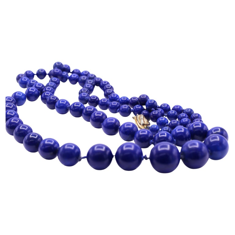 Royal Blue Lapis Lazuli Bead Necklace For Sale at 1stDibs