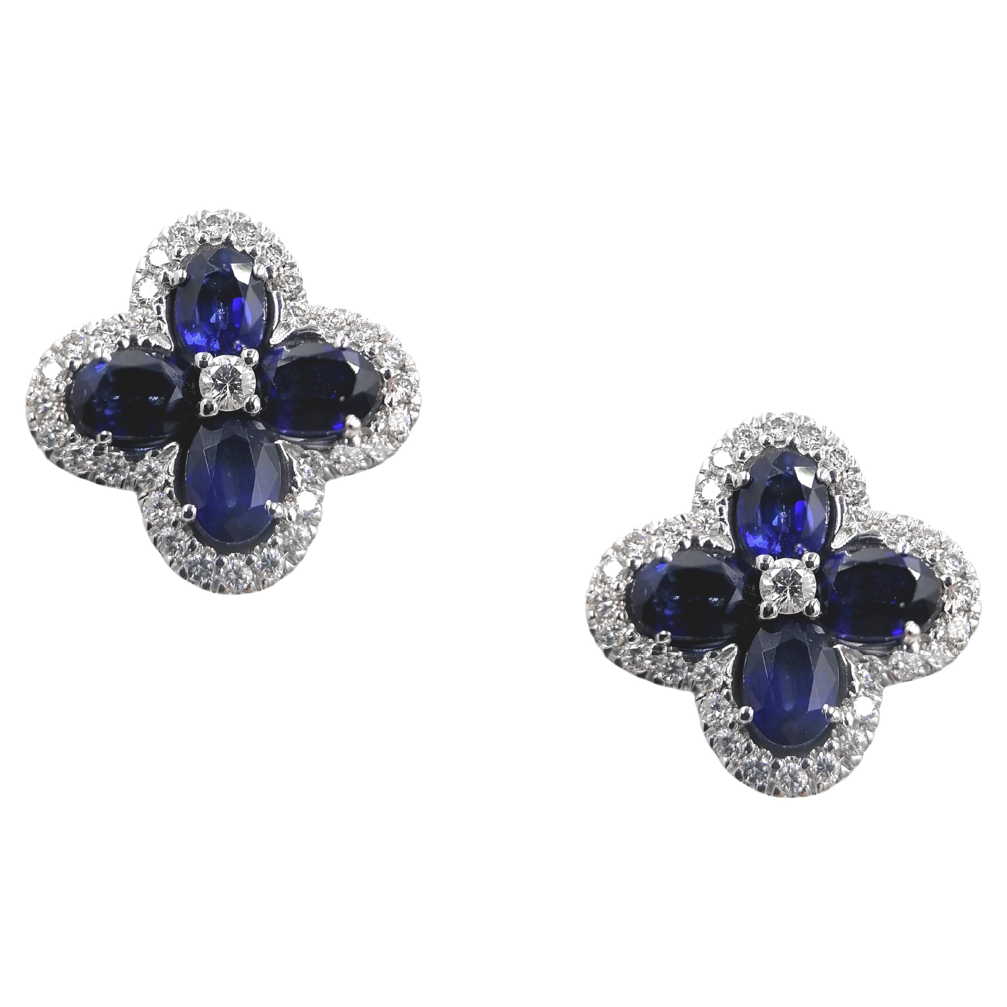 Royal Blue Sapphire White Diamonds Made in Italy 18 Carats White Gold ...
